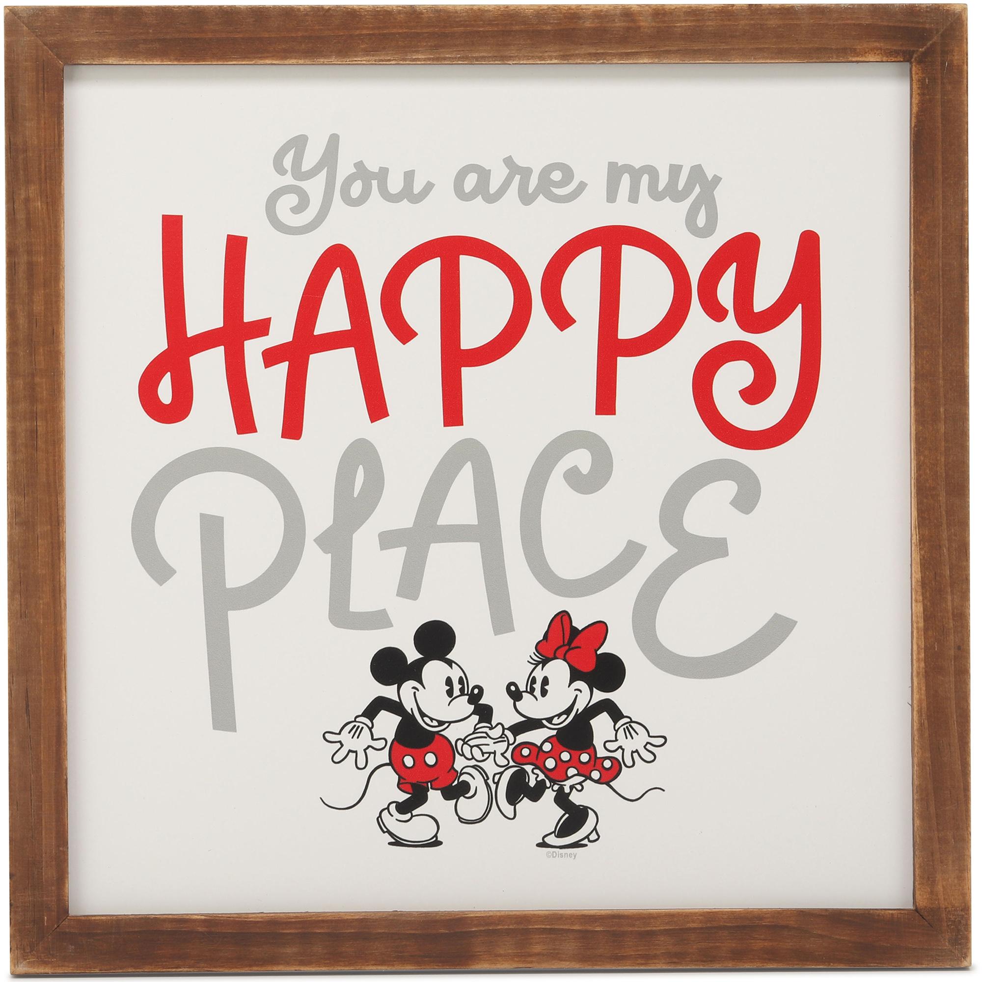 Disney Mickey Mouse & Minnie Mouse You Are My Happy Place Framed Wood ...